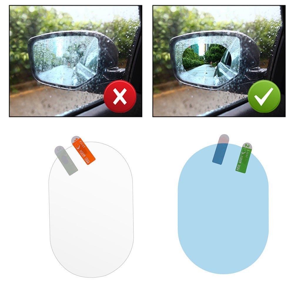 2PCs Oval Waterproof Car Rear view Mirror, Protective Mirror Film, Ant ...